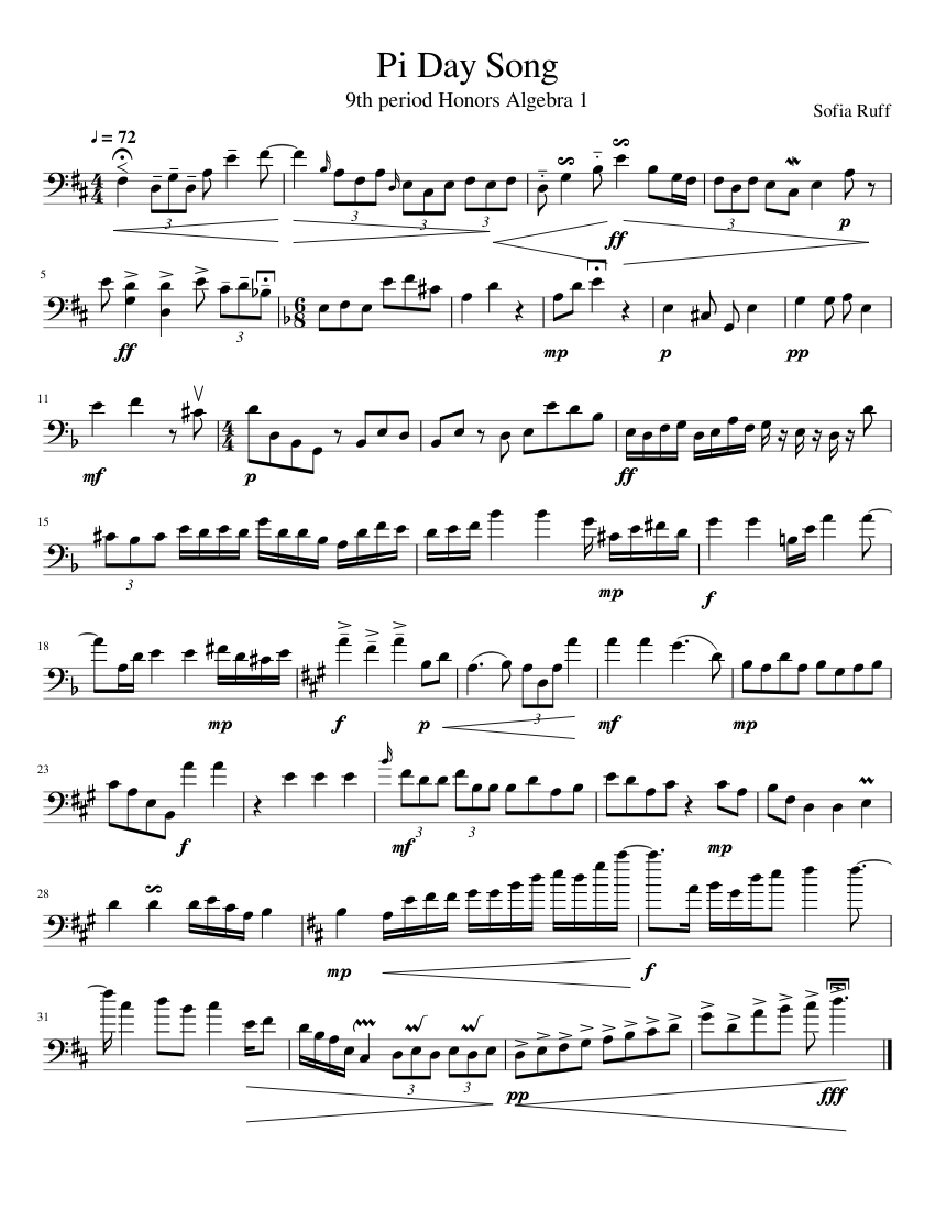 Pi Day Song Sheet Music for Piano (Solo) easy | MuseScore.com