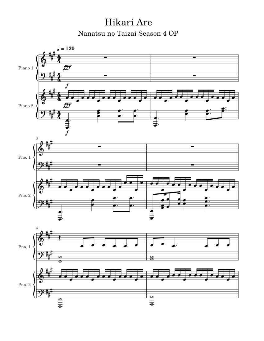 Hikari Are – Akihito Okano Sheet music for Piano (Piano Duo ...
