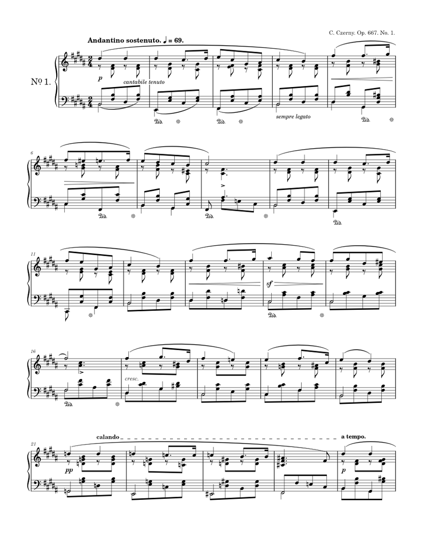 Tableaux Mélodiques, Op.667 No.1 – Czerny Sheet Music for Piano (Solo) | MuseScore.com