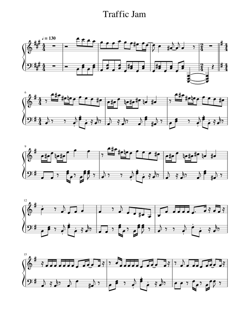 Traffic Jam Sheet Music for Piano (Solo) | MuseScore.com