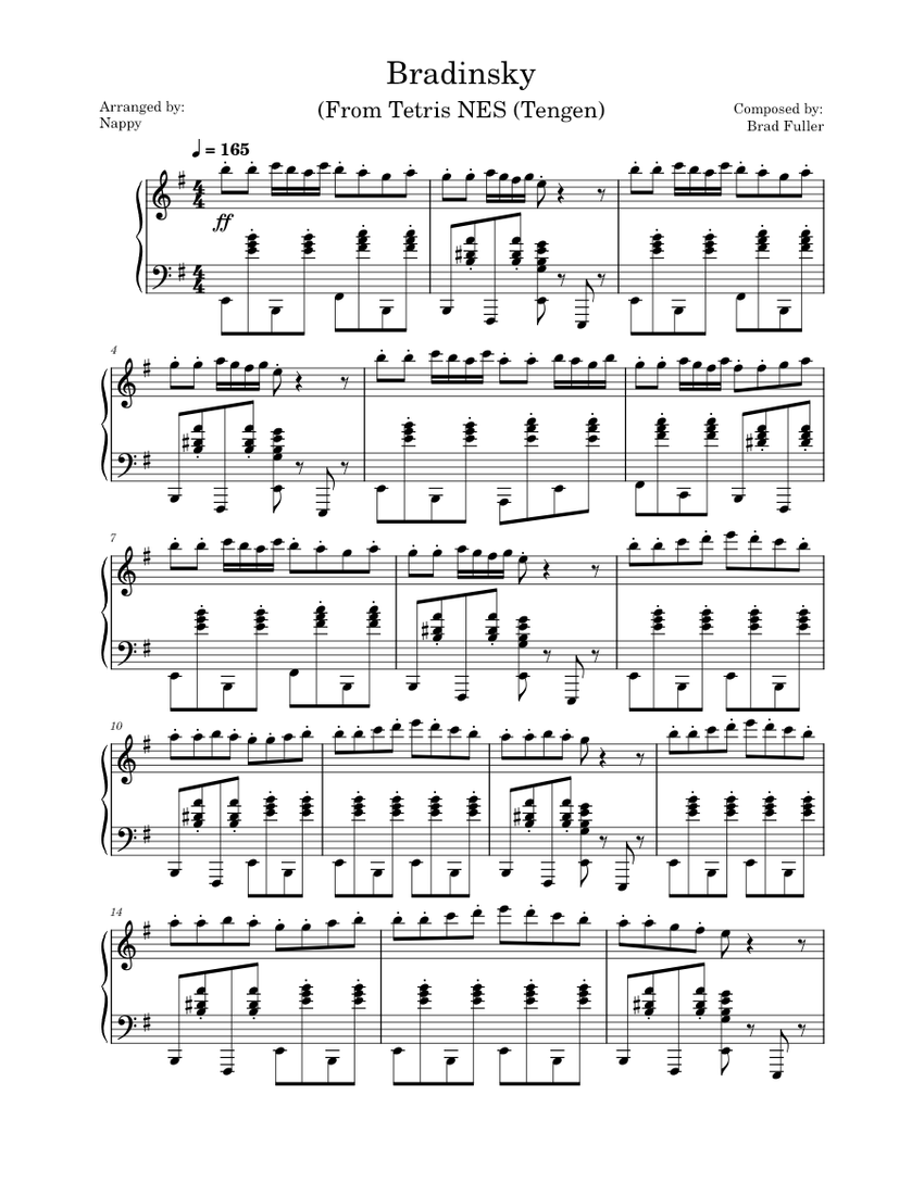 Bradinsky - Tetris (Tengen) Sheet Music for Piano (Solo) | MuseScore.com