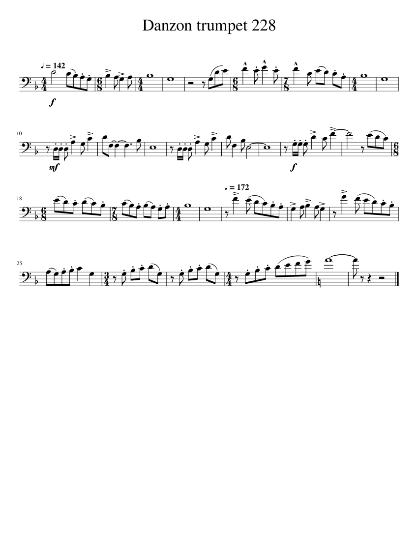 Danzon_trumpet Sheet Music for Trumpet in b-flat (Solo) | MuseScore.com