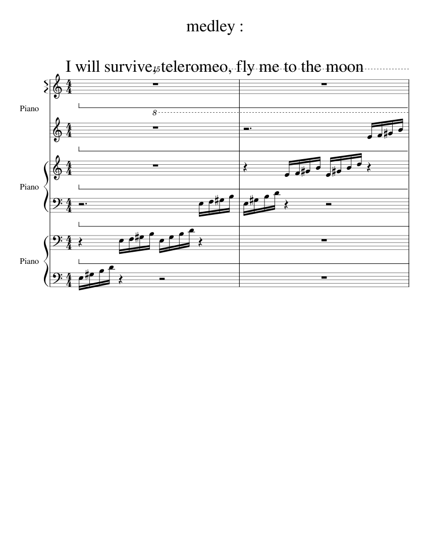 I will survive, teleromeo and fly me to the moon - Eya Sheet Music for ...