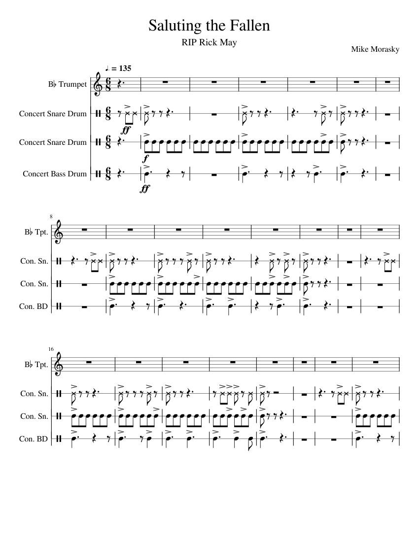 Saluting the Fallen │ TF2 Sheet Music for Trumpet in b-flat, Snare drum ...