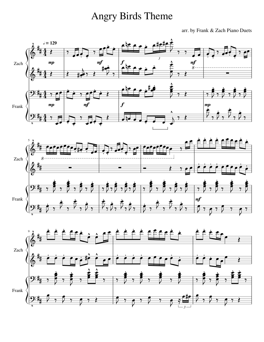 Angry Birds Theme Sheet Music for Piano (Piano Duo) | MuseScore.com