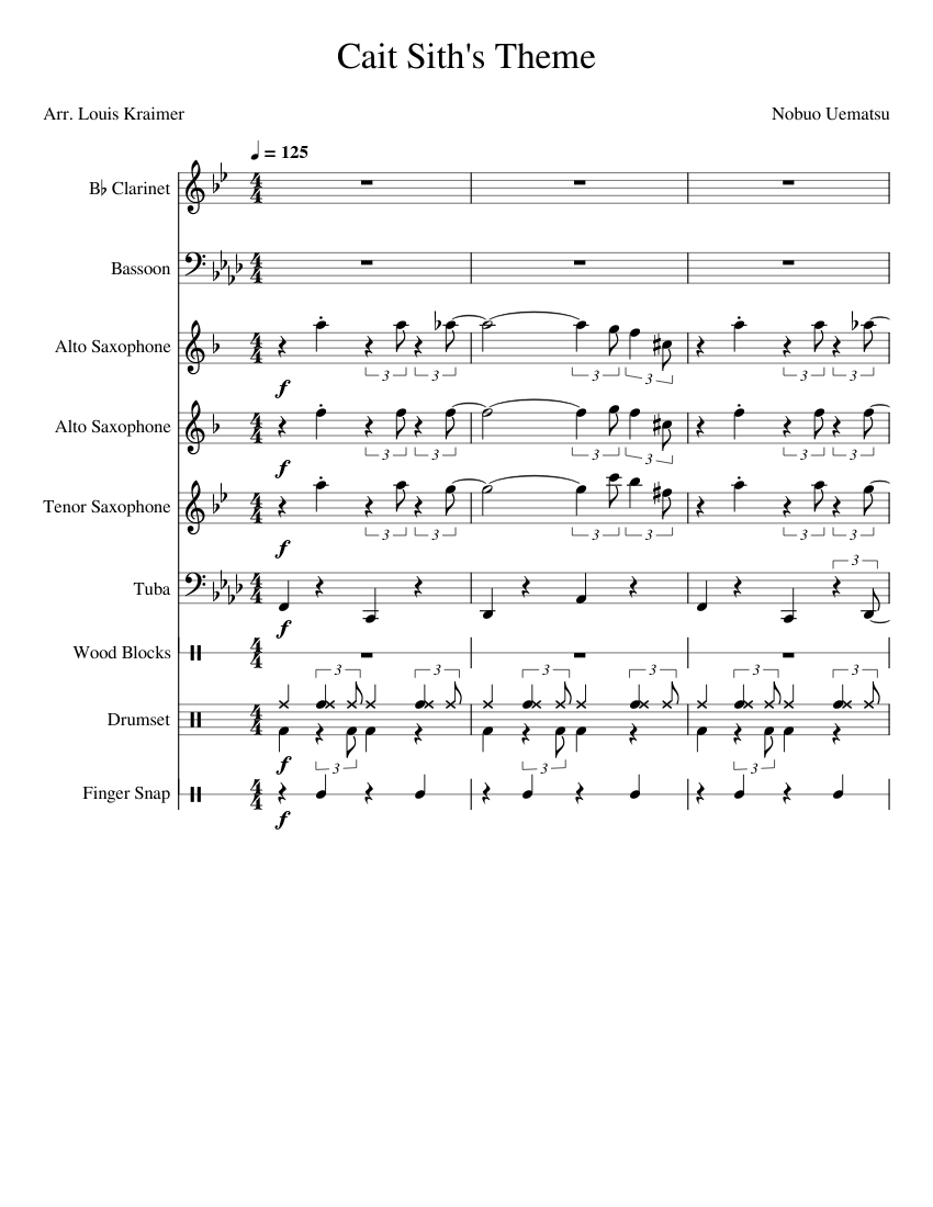 Cait Sith's Theme – Final Fantasy VII Sheet music for Tuba, Clarinet in ...