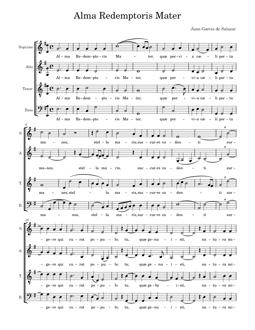 Alma Redemptoris Mater – Juan García de Salazar Salazar Sheet Music for ...
