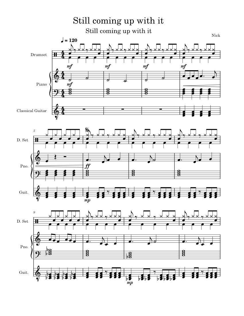 Nick's Greatest hit Sheet Music for Piano, Guitar, Drum group (Mixed ...