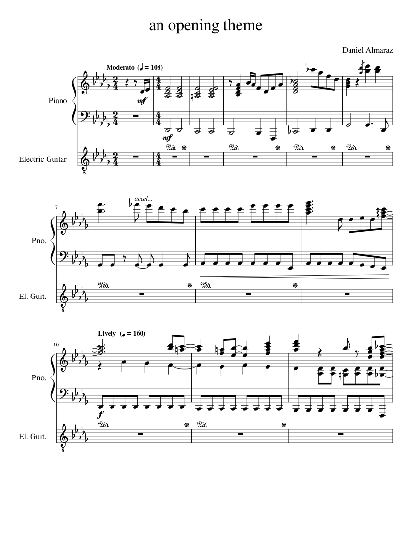 an opening theme Sheet music for Piano, Guitar (Mixed Ensemble ...