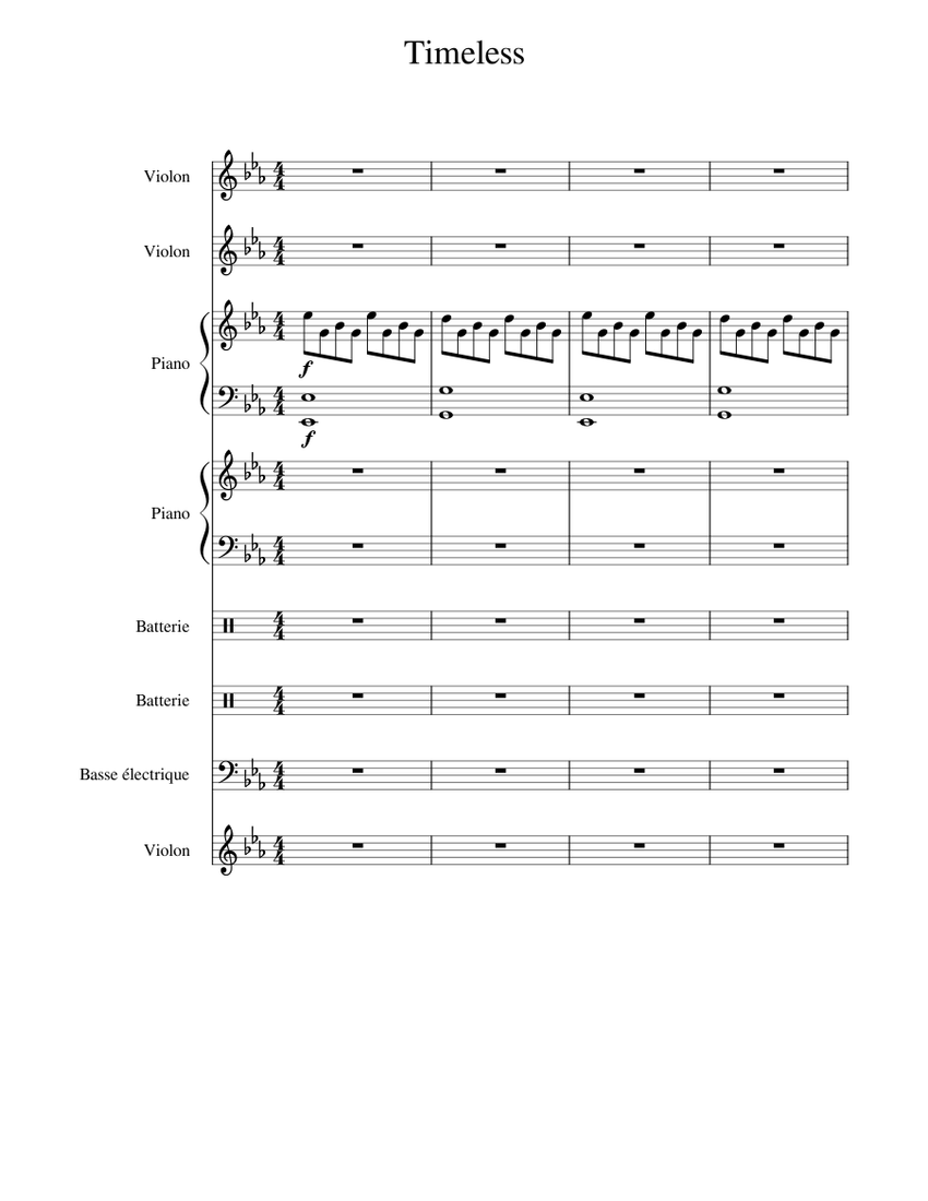 Timeless Sheet music for Piano, Violin, Bass guitar, Drum group (Mixed ...