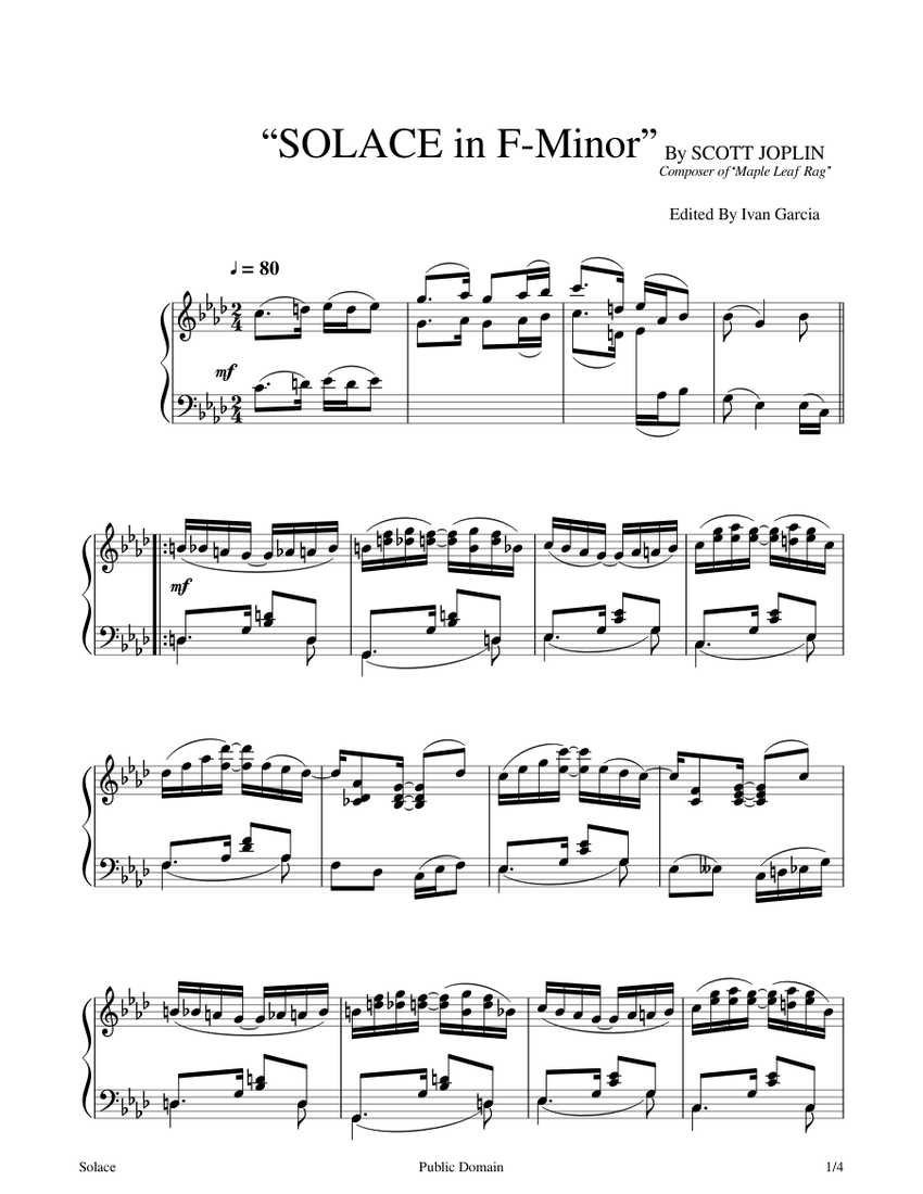 Solace in F-Minor Sheet music for Piano (Solo) | Musescore.com