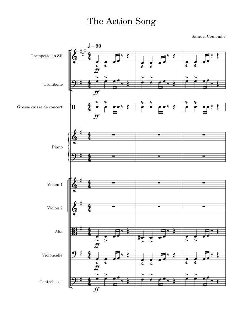 The Action Song Sheet music for Piano, Trombone, Trumpet in b-flat ...
