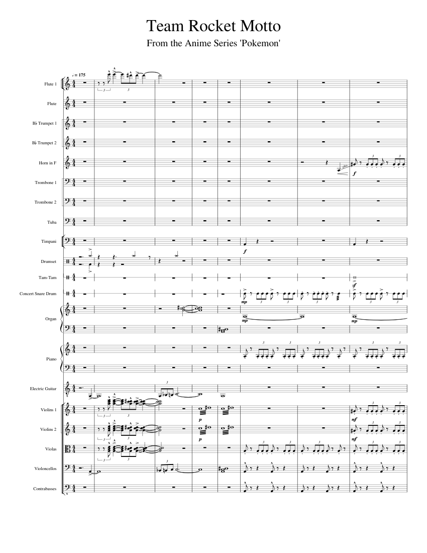 Team Rocket Motto (Kanto version) Sheet Music for Piano, Trombone ...