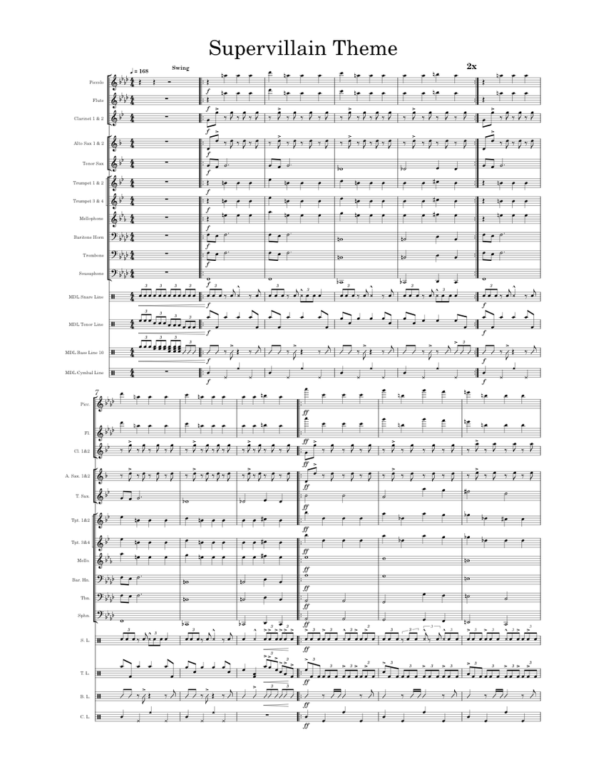 Supervillain Theme - MF DOOM Sheet Music for Trombone, Mellophone ...