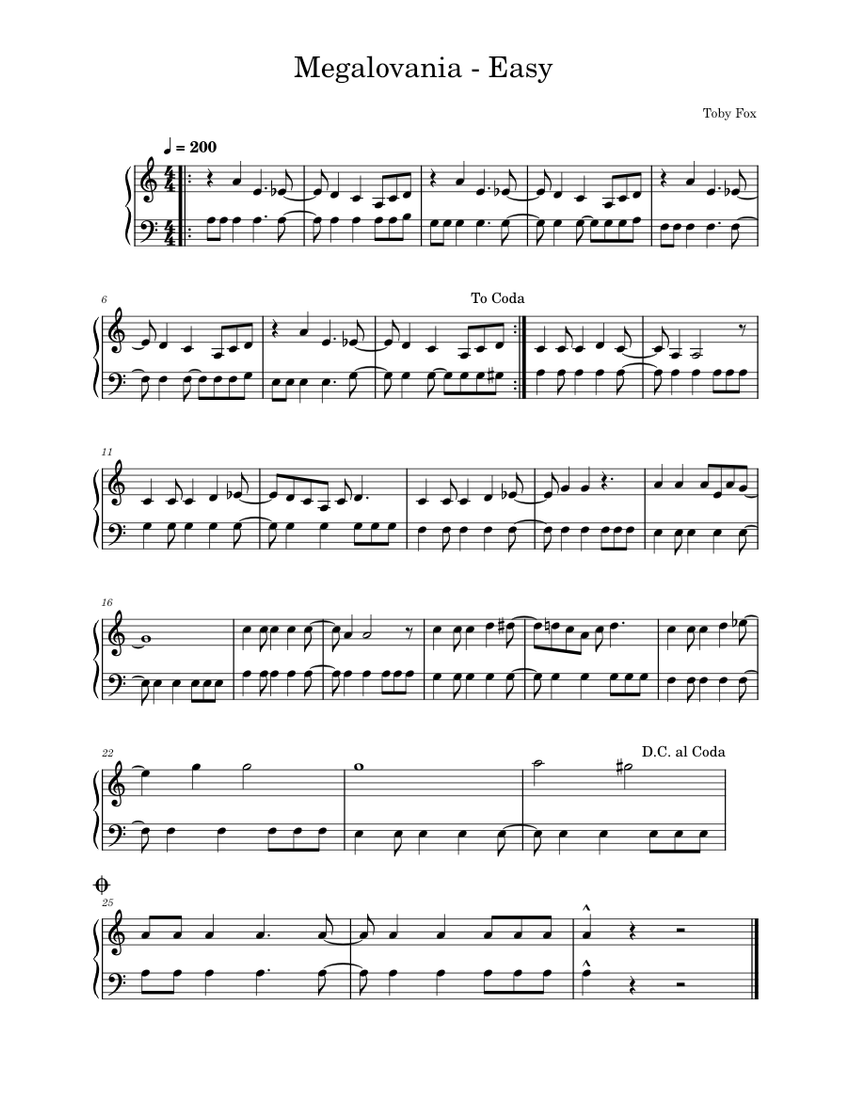 Megalovania - Easy Sheet music for Piano (Solo) | Musescore.com
