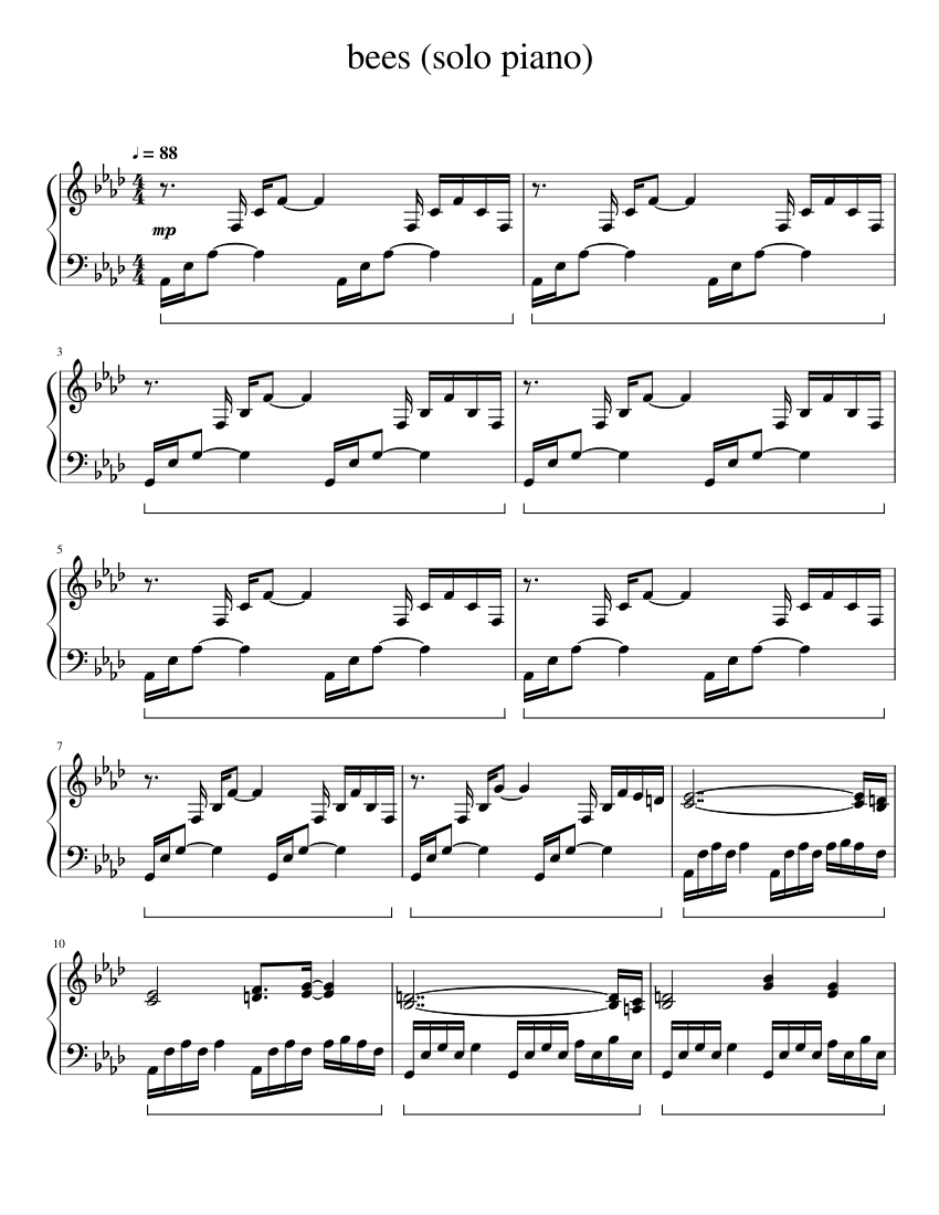 bees solo piano Sheet Music for Piano (Solo) | MuseScore.com