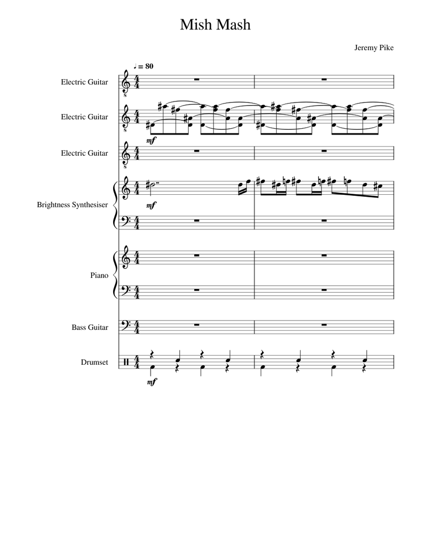 Mish Mash Sheet music for Piano, Guitar, Bass guitar, Drum group & more ...