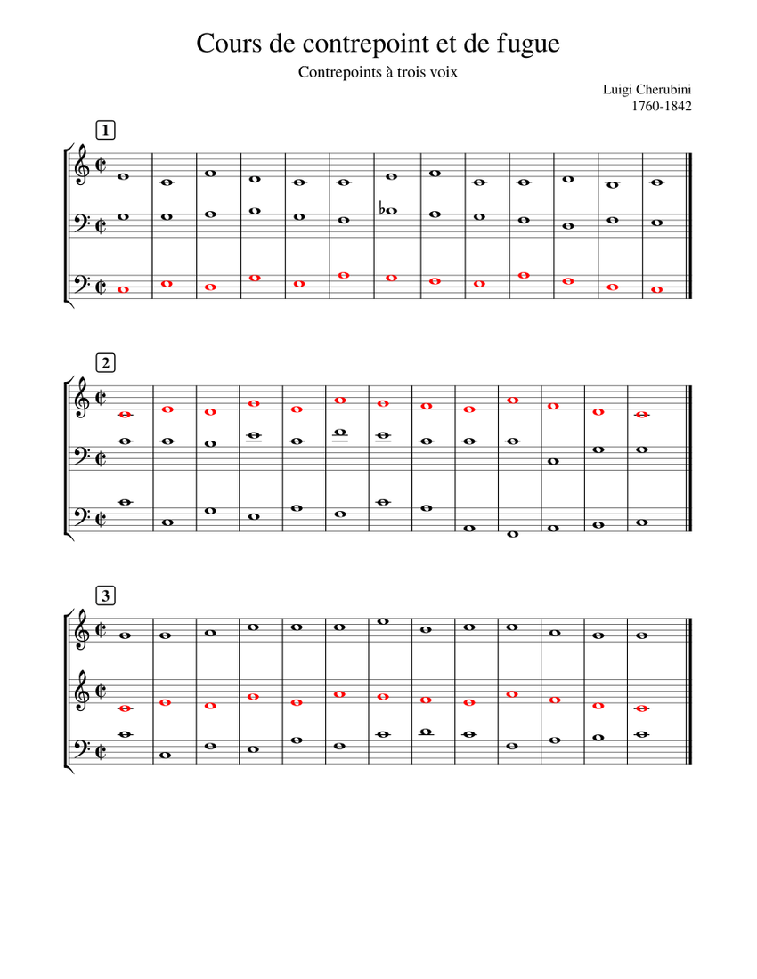 Luigi Cherubini, Cours de contrepoint et de fugue (three-voice ...