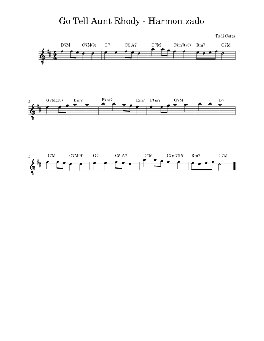 Go Tell Aunt Rhody - Harmonizado Sheet music for Guitar (Solo ...