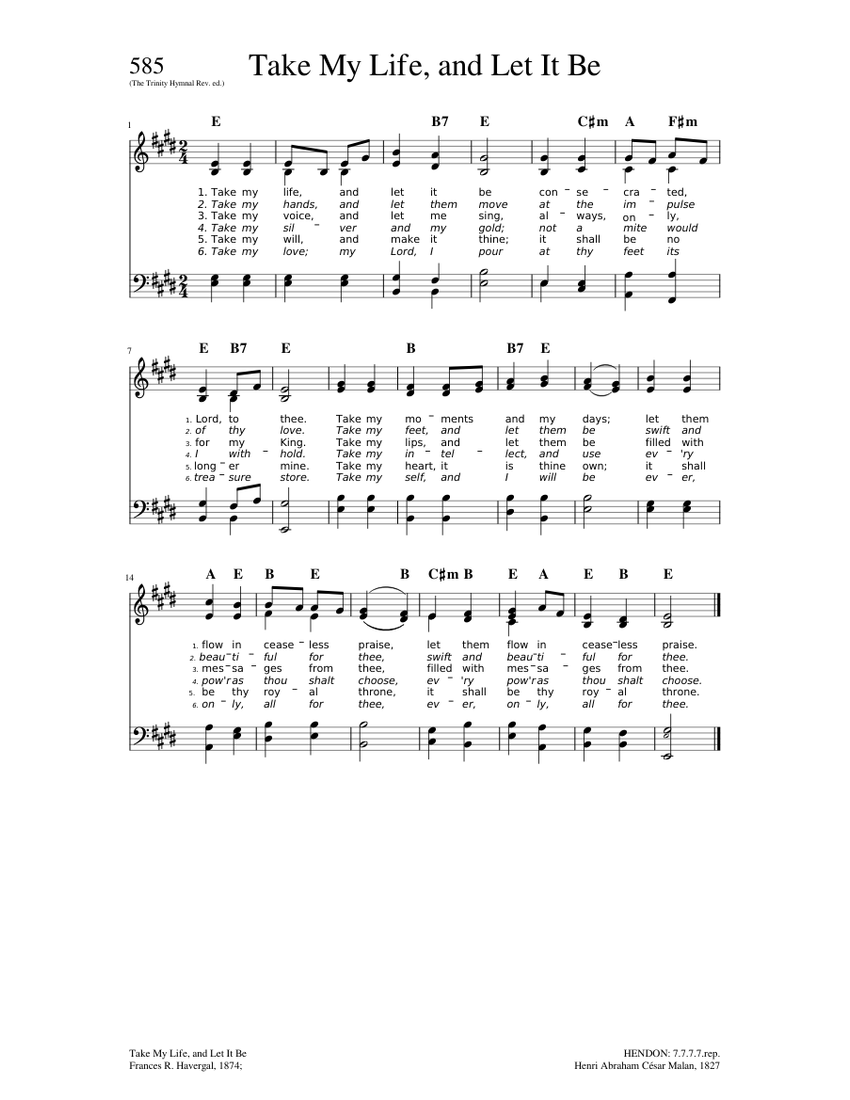 Take My Life, and Let It Be Sheet music for Piano (Piano Duo ...