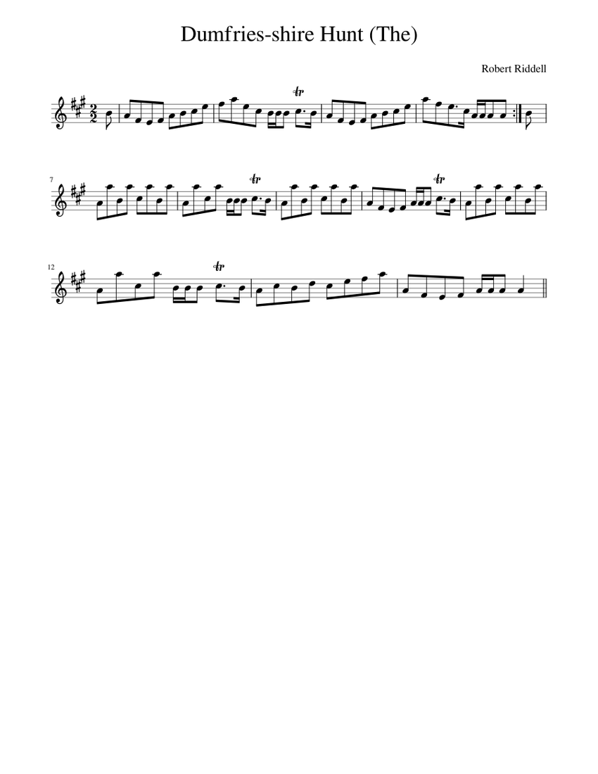 Robert Riddell - Dumfries-shire Hunt (The) Sheet music for Piano (Solo ...