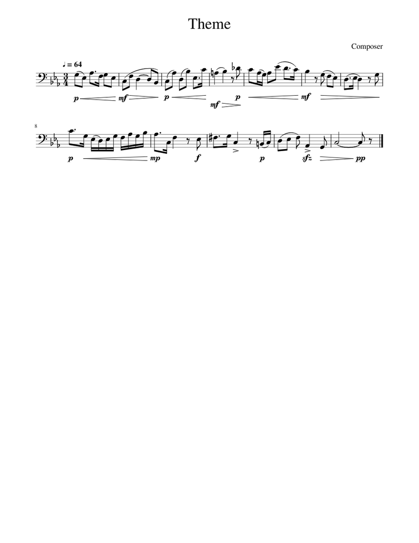 Theme Sheet music for Trombone (Solo) | Musescore.com