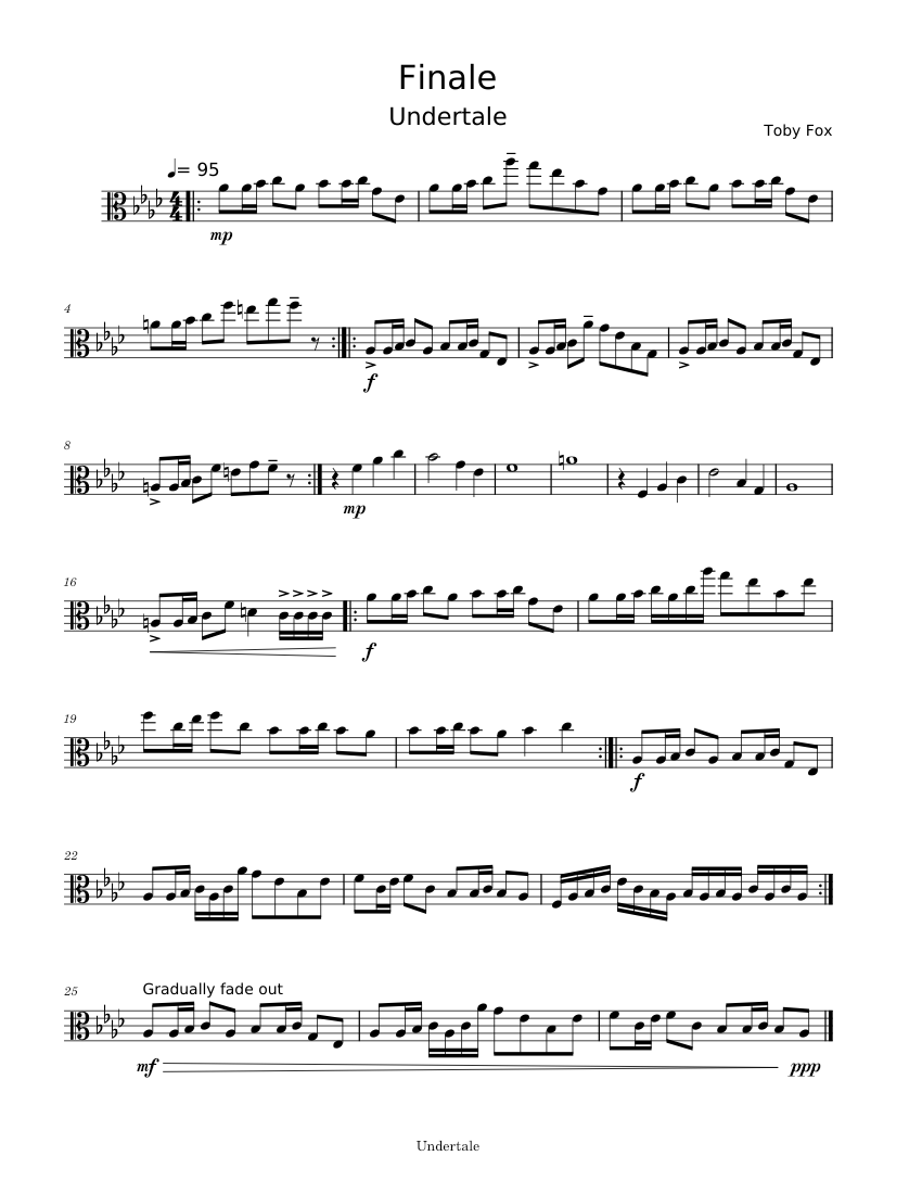 Finale (Undertale) Sheet Music for Viola (Solo) | MuseScore.com