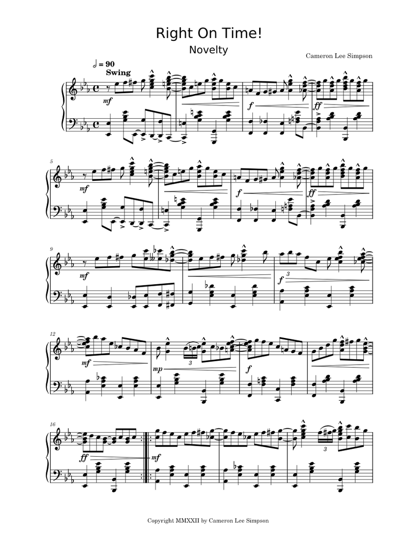 Right On Time! Sheet music for Piano (Solo) | Musescore.com