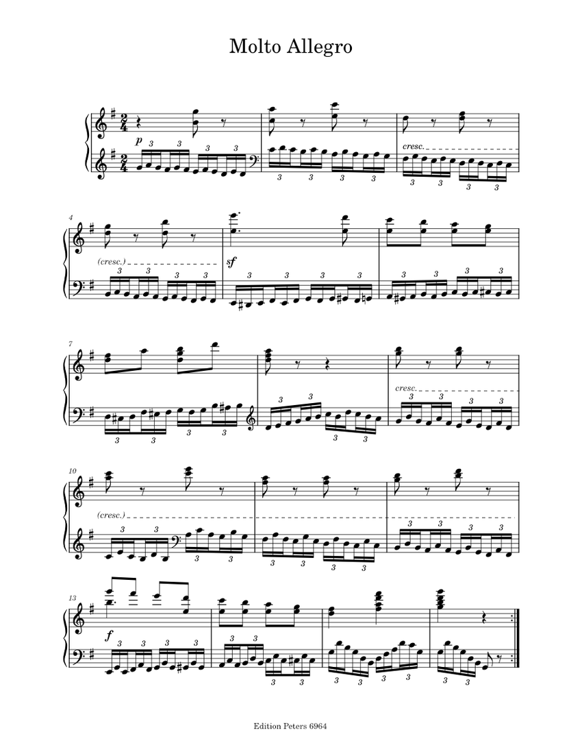 Molto Allegro Sheet music for Piano (Solo) | Musescore.com