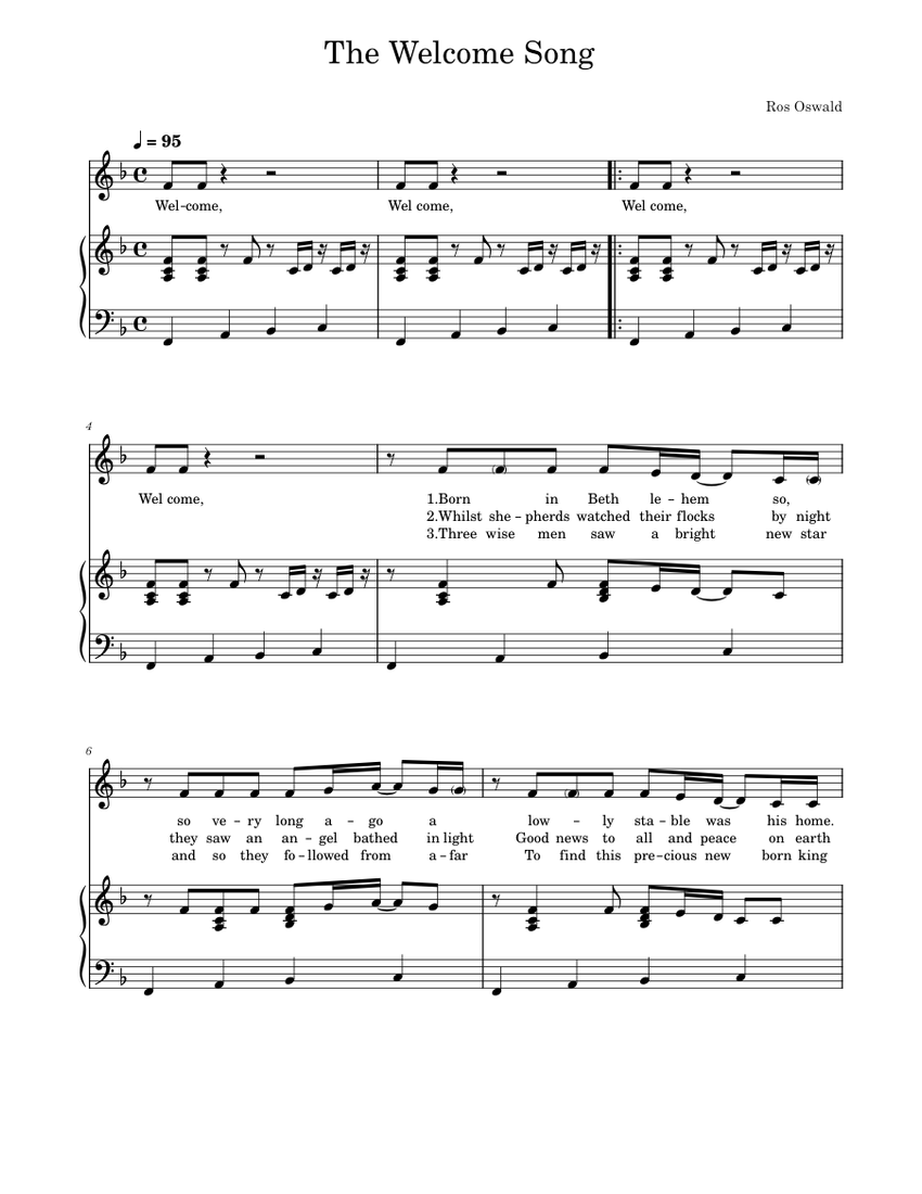 The Welcome Song Sheet Music for Piano, Vocals (Piano-Voice ...