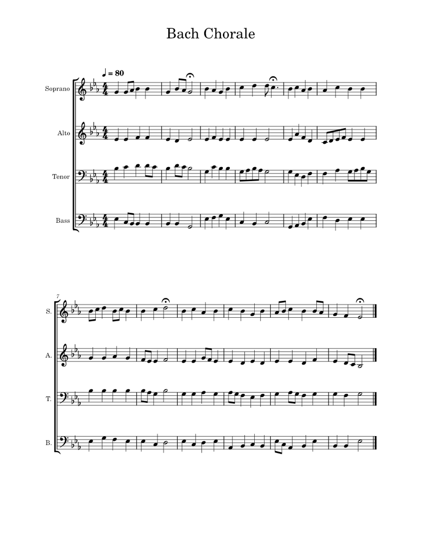 Bach Chorale Sheet music for Soprano, Alto, Tenor, Bass voice (SATB ...