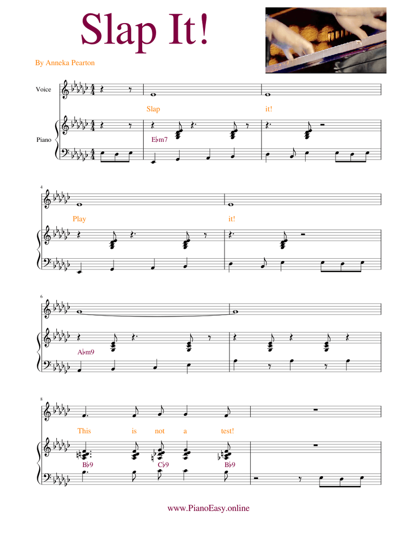 Slap It! - With Vocals Sheet music for Piano, Vocals (Piano-Voice ...