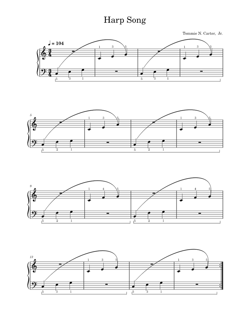 Harp Song Sheet Music for Piano (Solo) easy | MuseScore.com