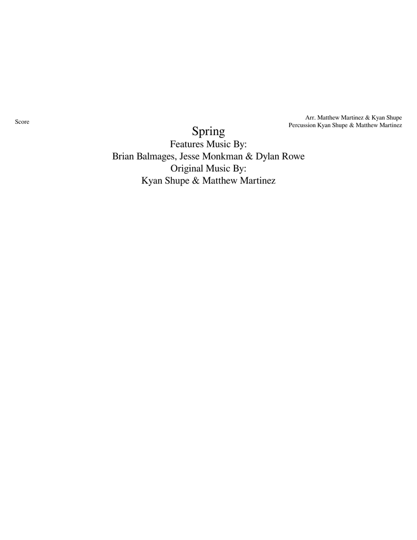 Spring Sheet music for Piano, Trombone, Organ, Tuba & more instruments ...