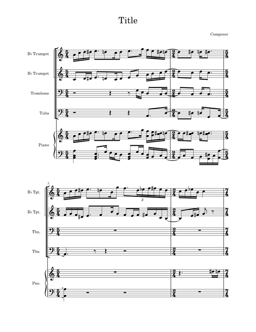 Discord Sheet music for Piano, Trombone, Tuba, Trumpet in b-flat (Mixed ...