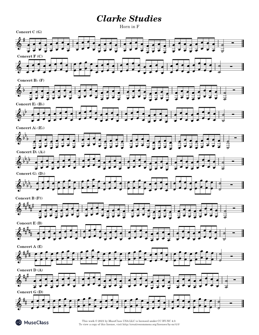 Clarke Studies for French Horn Sheet music for French horn (Solo ...