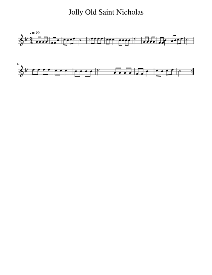 Jolly Old Saint Nicholas Sheet Music for Trumpet in b-flat (Solo ...