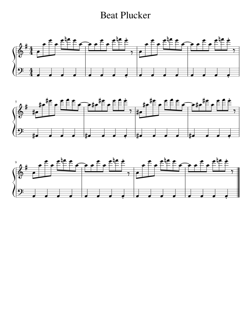 Beat Plucker Ringtone Sheet Music for Piano (Solo) Easy | MuseScore.com
