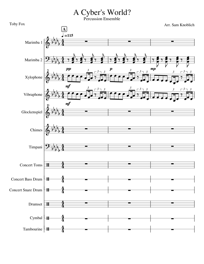 A CYBER'S WORLD - Deltarune Chapter 2 – Toby Fox Sheet music for Tambourine, Timpani, Vibraphone ...