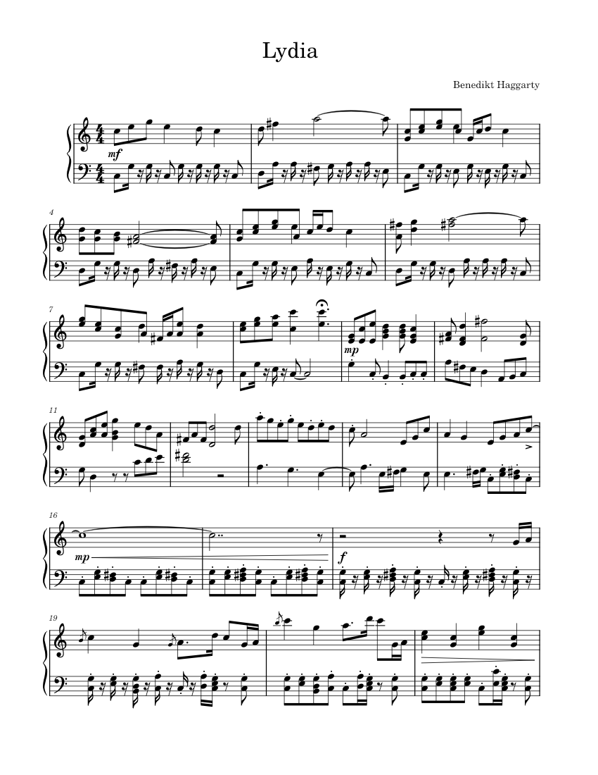 Lydia Sheet music for Piano (Solo) | Musescore.com
