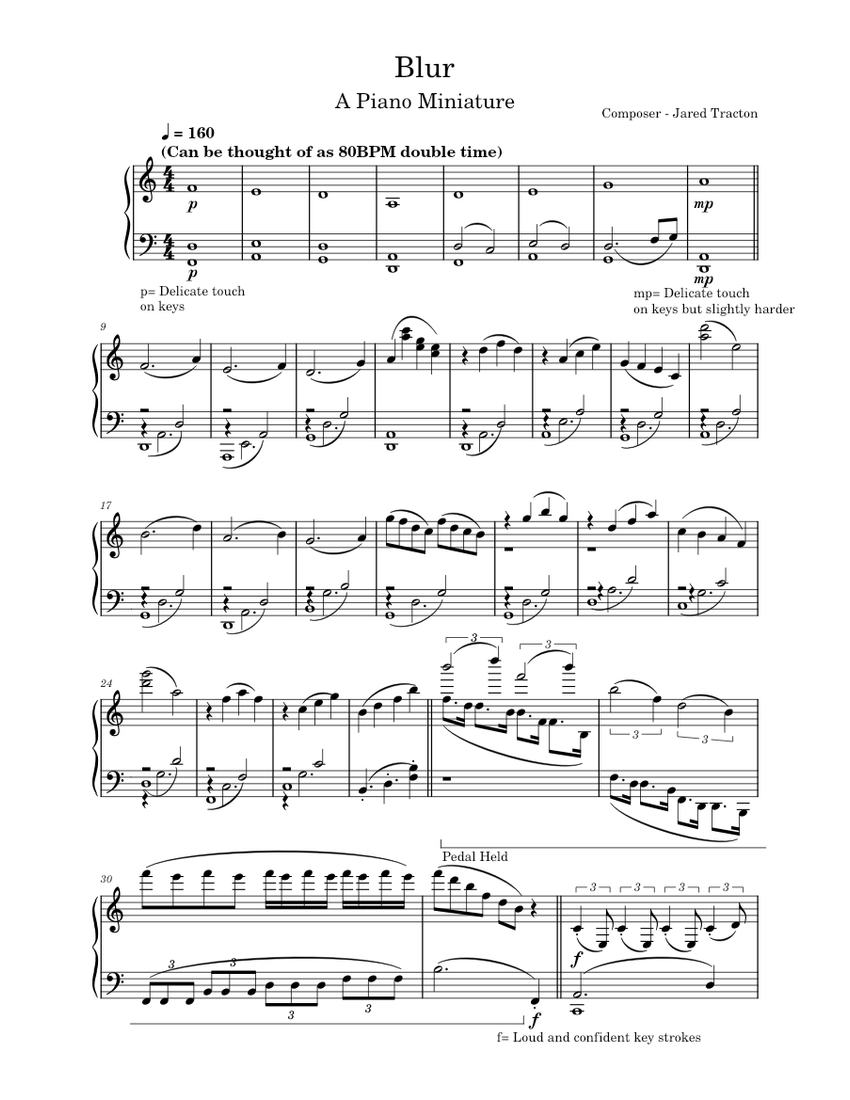 Blur full 2 Sheet Music for Piano (Solo) | MuseScore.com