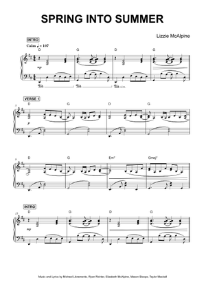 Spring Into Summer - Lizzy McAlpine Sheet Music for Piano (Solo ...