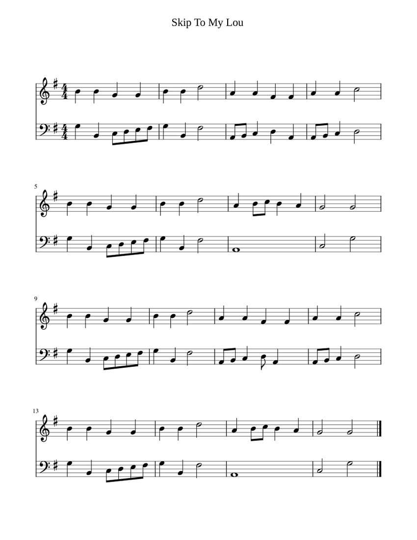 Skip To My Lou – Traditional Sheet Music for Violin, Cello (String Duet ...