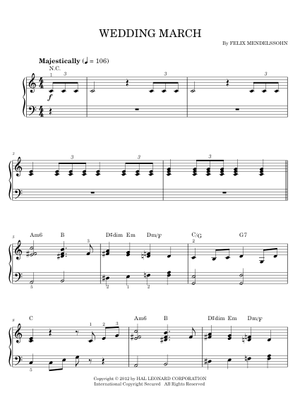 Wedding March (Mendelssohn) Sheet Music for Piano (Solo) easy ...