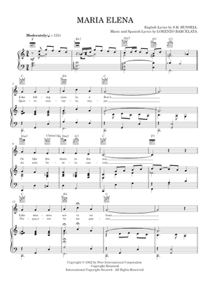 Maria elena – Lorenzo Barcelata Maria Elena Sheet Music for Piano (Solo ...