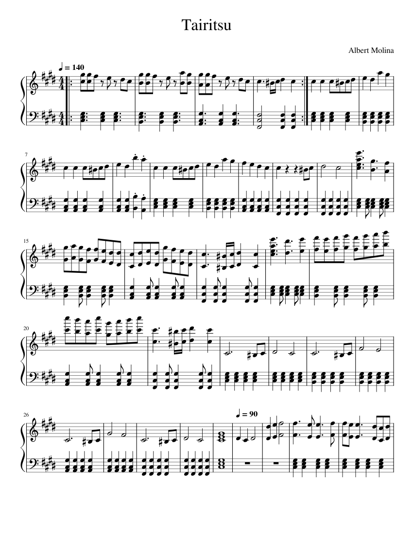 Tairitsu Sheet Music for Piano (Solo) | MuseScore.com
