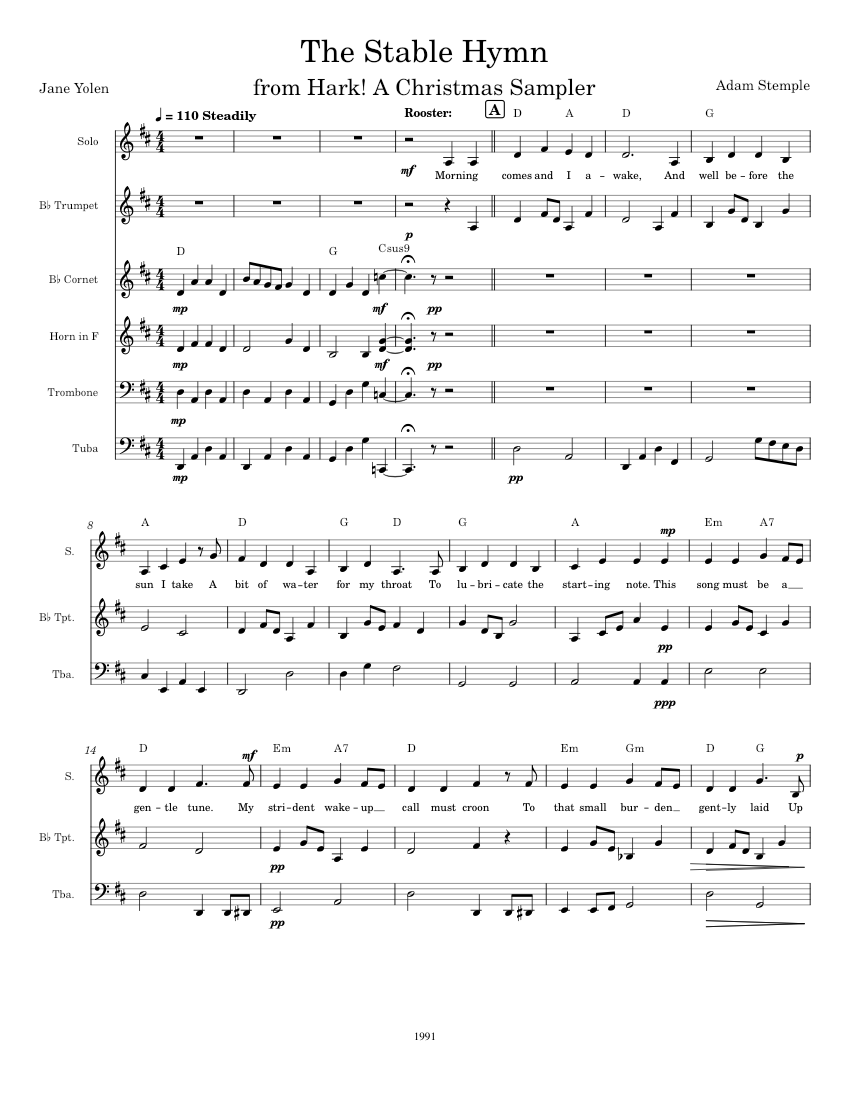 The Stable Hymn (Full Band) – Adam Stemple Sheet music for Piano ...