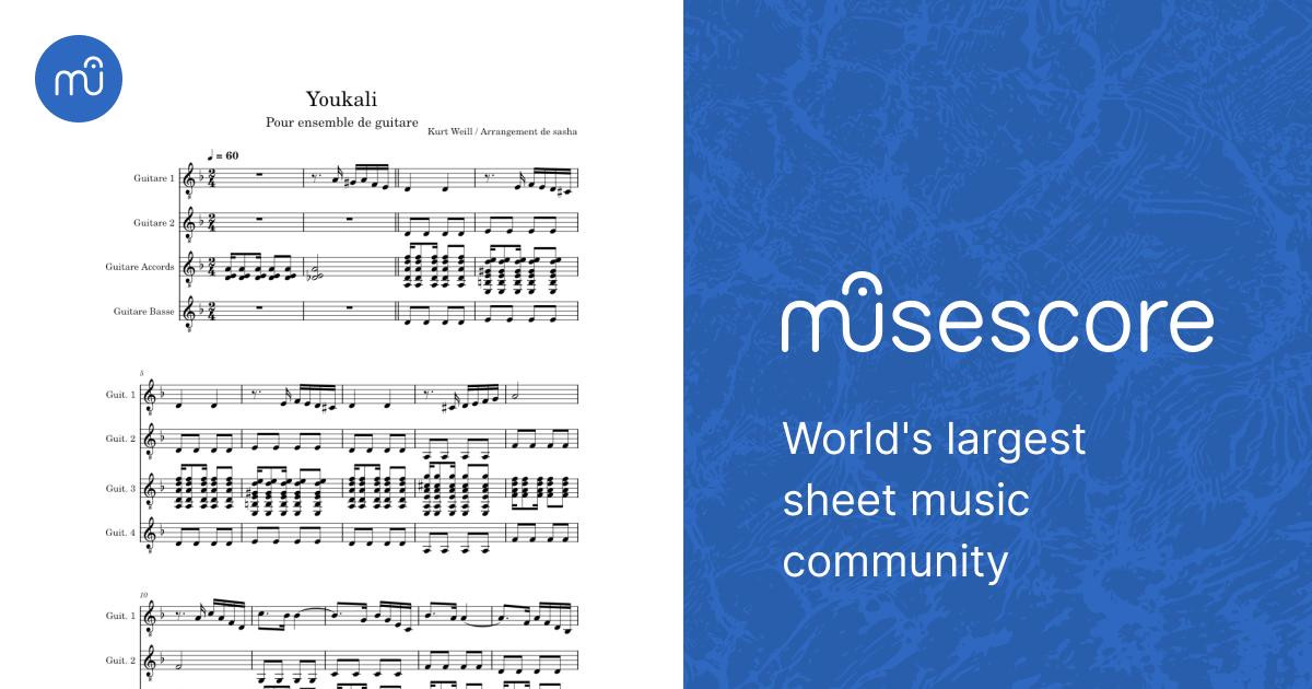 Youkali – Kurt Weill Youkali, arrangement pour l'ensemble de guitare ...