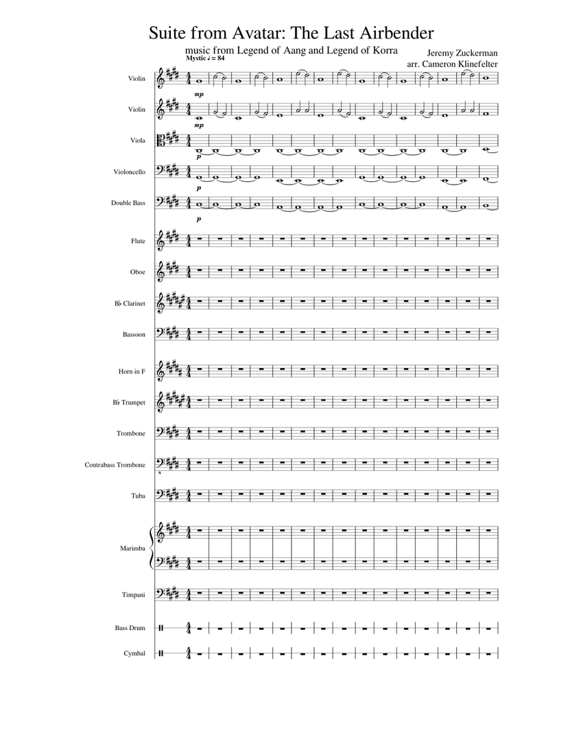 Suite from Avatar: The Last Airbender Sheet Music for Trombone, Tuba ...
