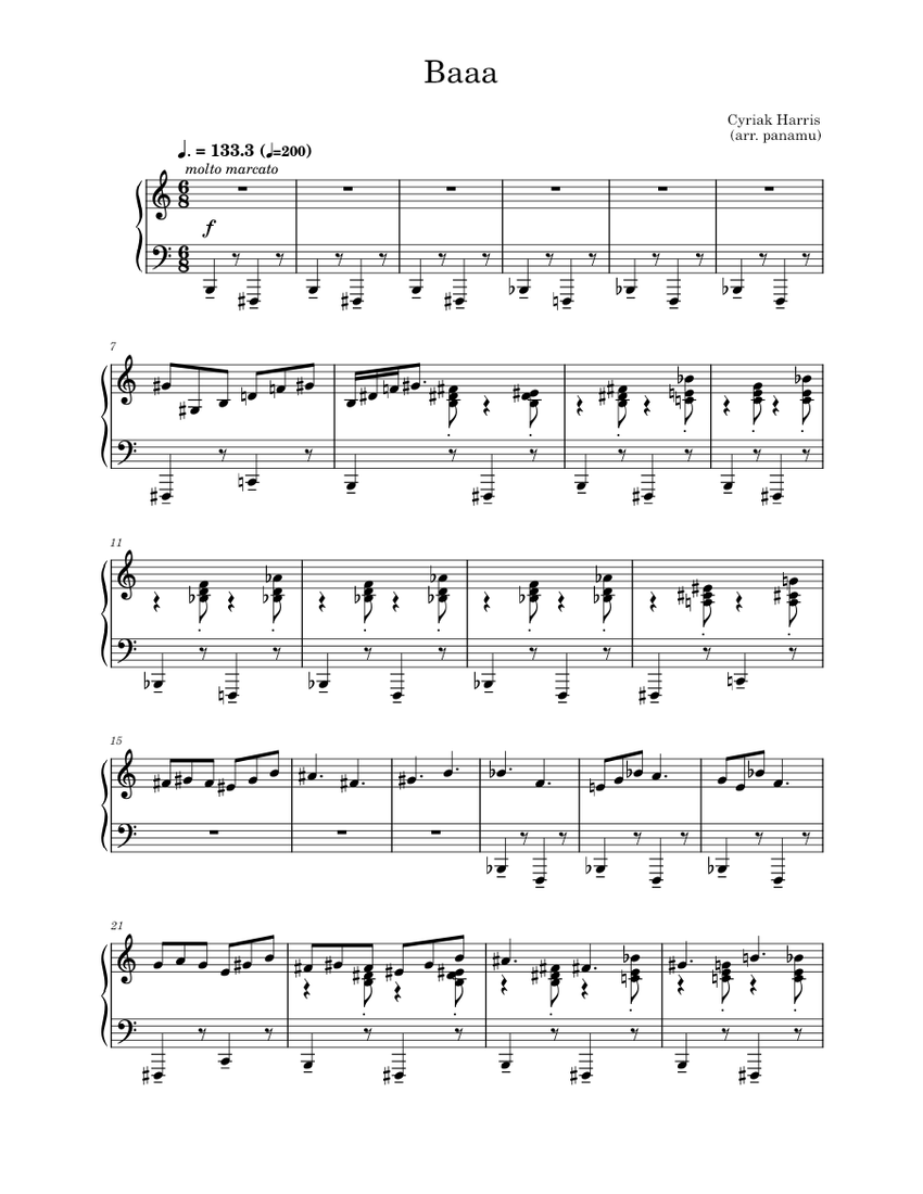 Baaa – cyriak Baaa/Cyriak Sheet Music for Piano (Solo) | MuseScore.com